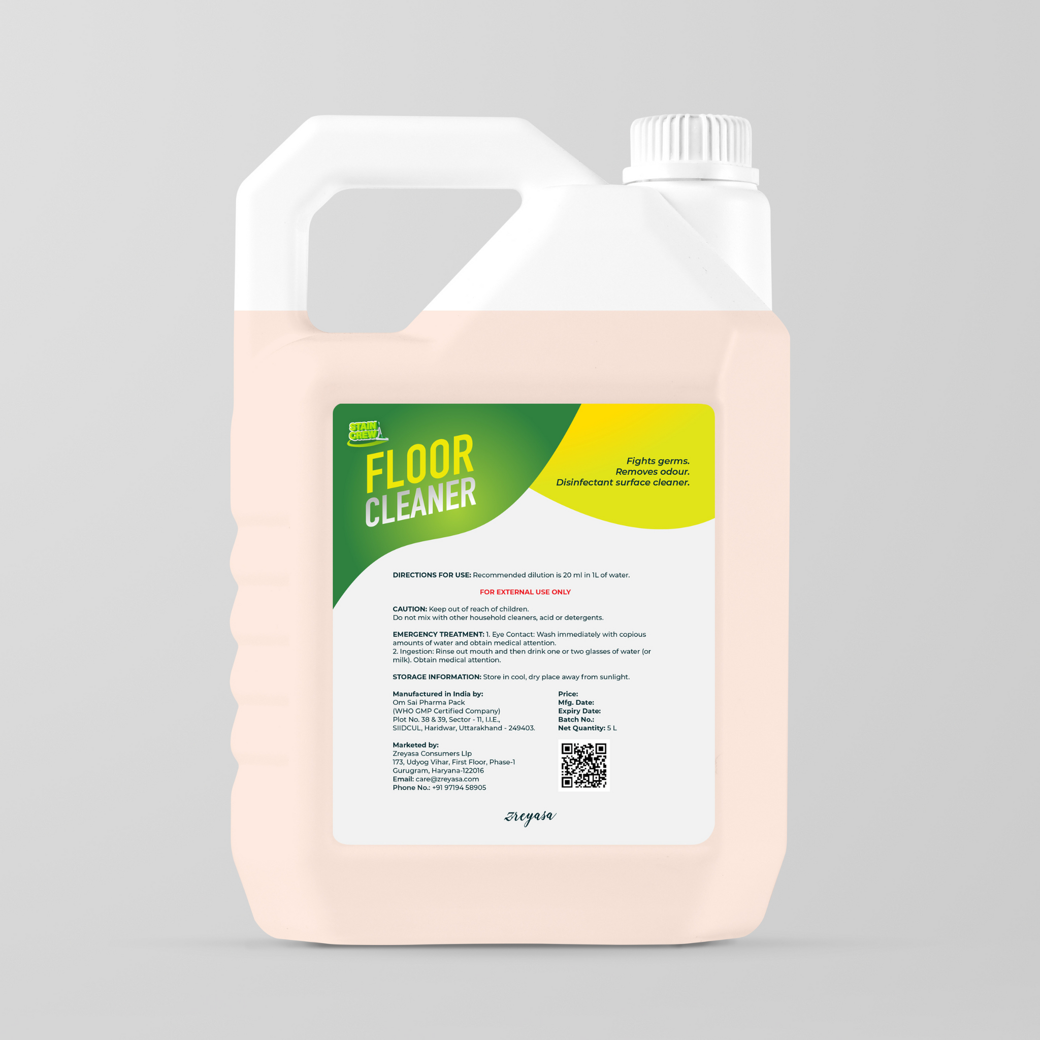 Stain Crew Floor Cleaner Disinfectant Refill Jar 5Ltr (Citrus Woody ...